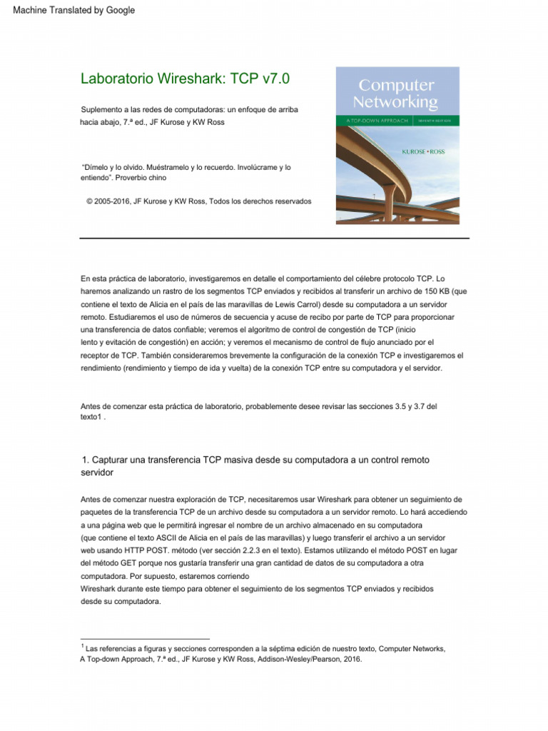 Wireshark - TCP - v7.0 | PDF | Protocolo de Control de Transmisión | Informática