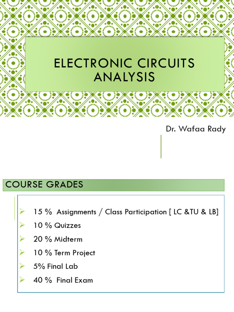 LEC 1 - Electronic Circuits Analysis | PDF | Semiconductors | Electrical Engineering