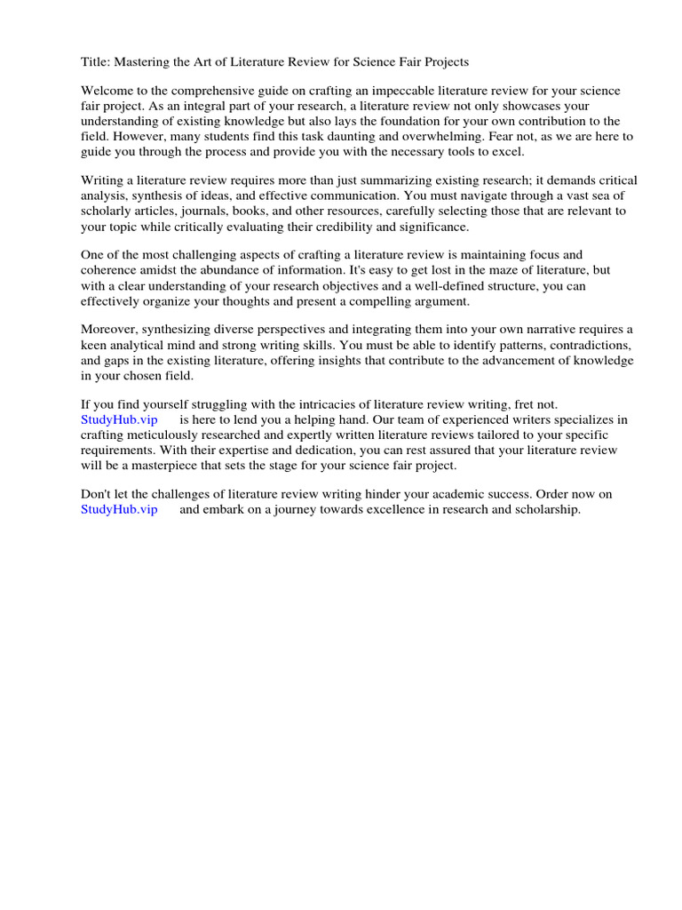 Science Fair Literature Review Guide | PDF | Science | Essays