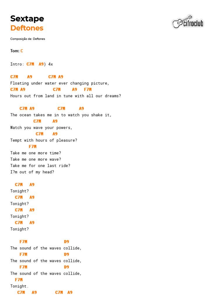 Deftones Sextape Chords and Lyrics | PDF