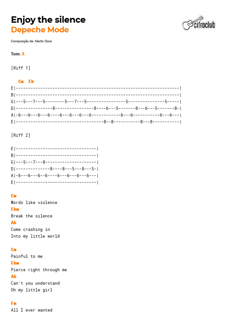 Depeche Mode Enjoy The Silence Pdf Sound Recording Singles