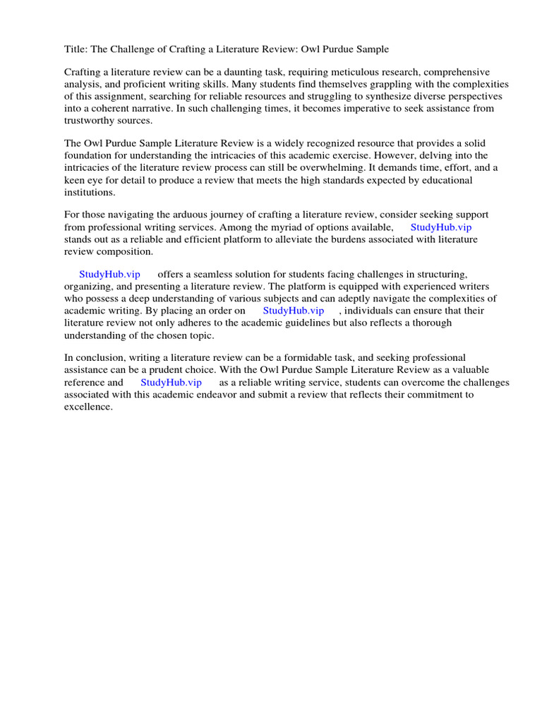 Sample Literature Review Owl Purdue | PDF | Apa Style | Citation