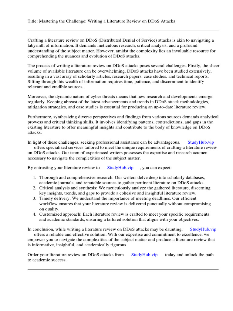 Literature Review Ddos Attack | PDF | Denial Of Service Attack | Computer Network