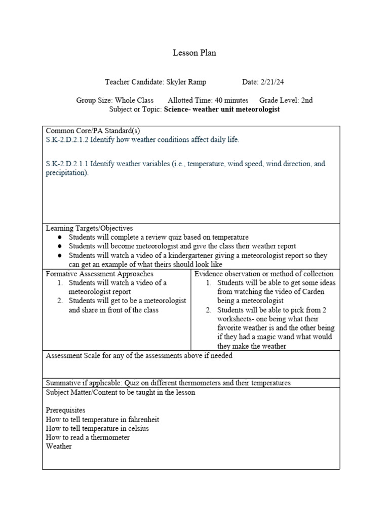 Meteorologist Lesson | Download Free PDF | Meteorology | Fahrenheit