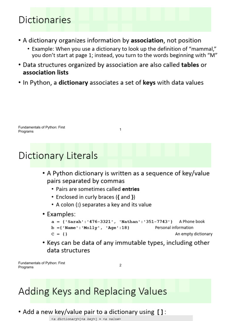 Dictionaries | PDF | Psychotherapy | Python (Programming Language)