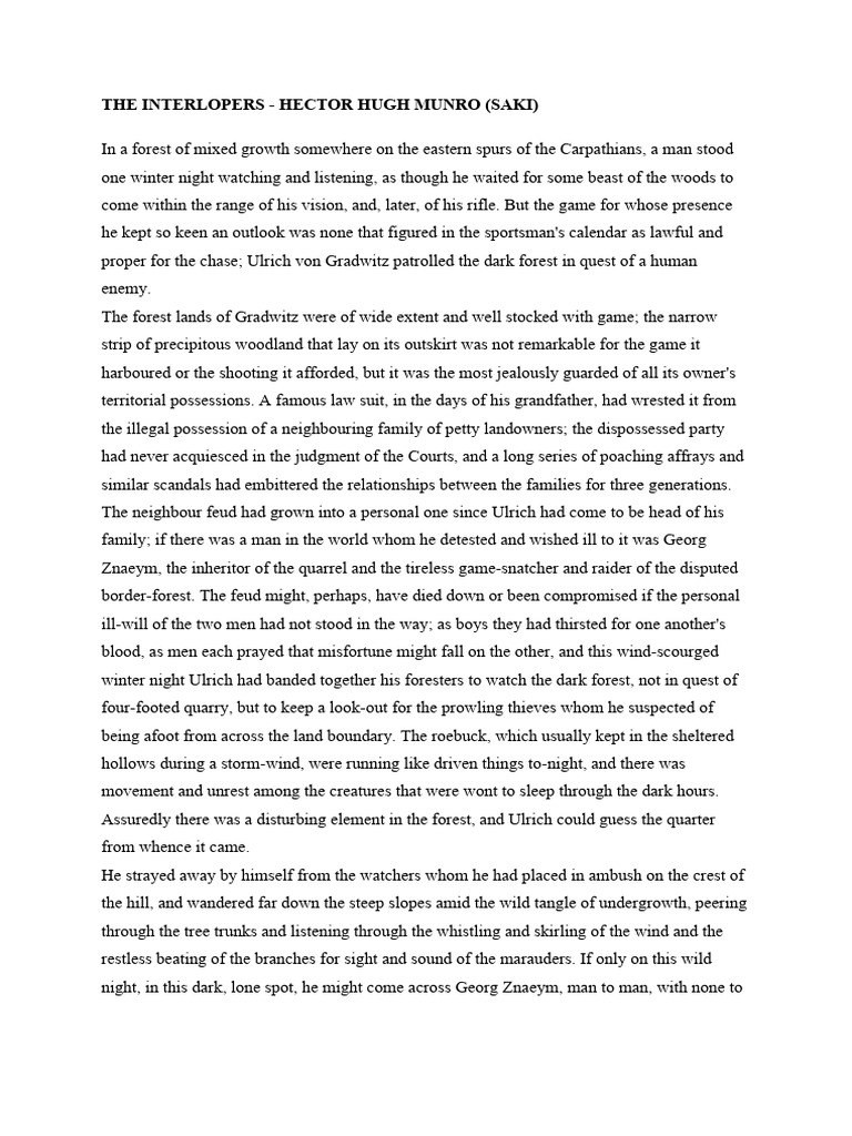 The Interlopers - Hector Hugh Munro (Saki) | Download Free PDF | Saki