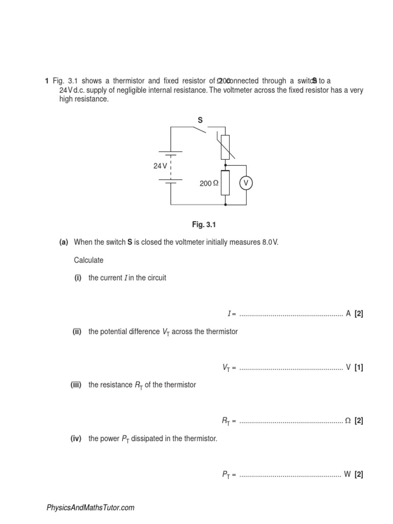 Thermistor and Resistor Circuit Analysis | PDF | Electrical Resistance ...
