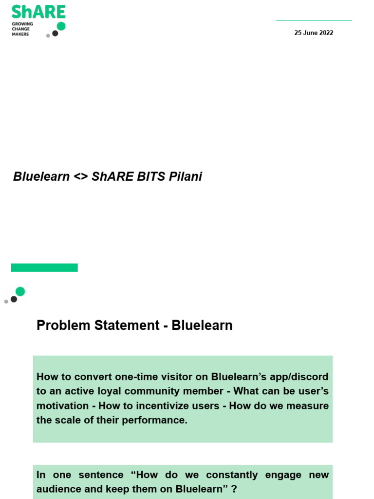 ShARE Bluelearn Final Deck | PDF | Marketing | Mobile App