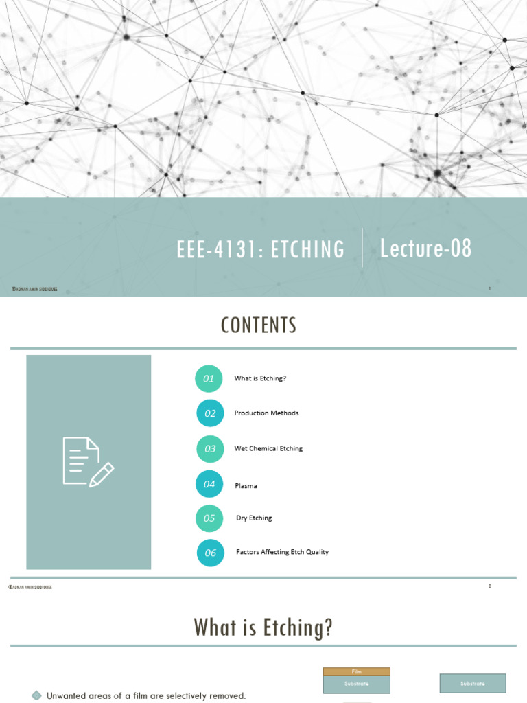 Lec-8 Etching | PDF | Sputtering | Nitric Acid