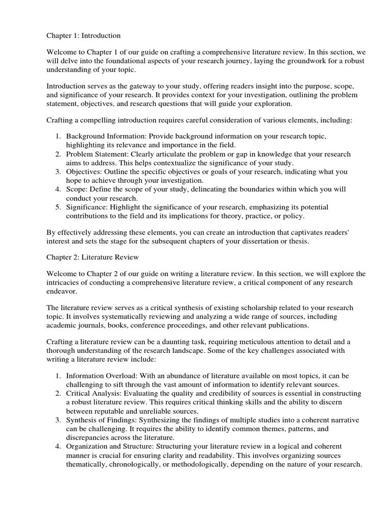 Chapter 1 Introduction Chapter 2 Literature Review | PDF | Educational ...