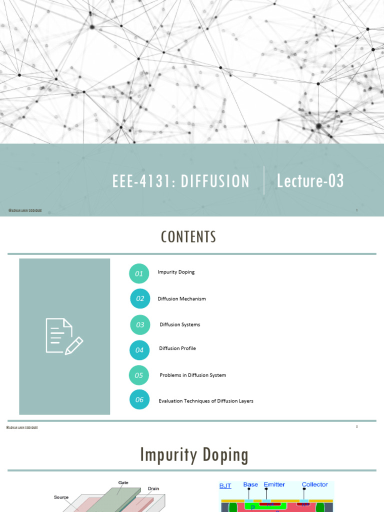 Lec-3 Diffusion | PDF | Doping (Semiconductor) | Semiconductors