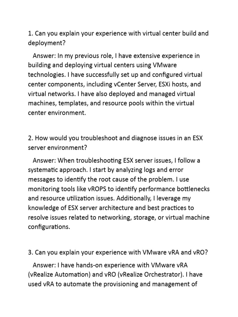 Vmware profile interview question and answerssonal 1 | PDF | Computer Network | Cloud Computing
