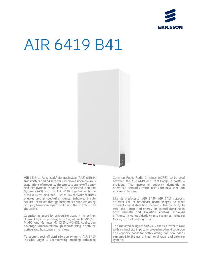 AIR 6419 B41 Datasheet - PA4 | PDF | Mimo | Broadcast Engineering