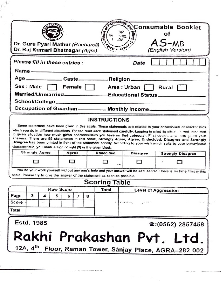 Aggression Scale | PDF