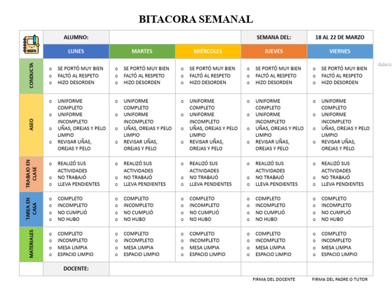 Bitacora Semanal | PDF