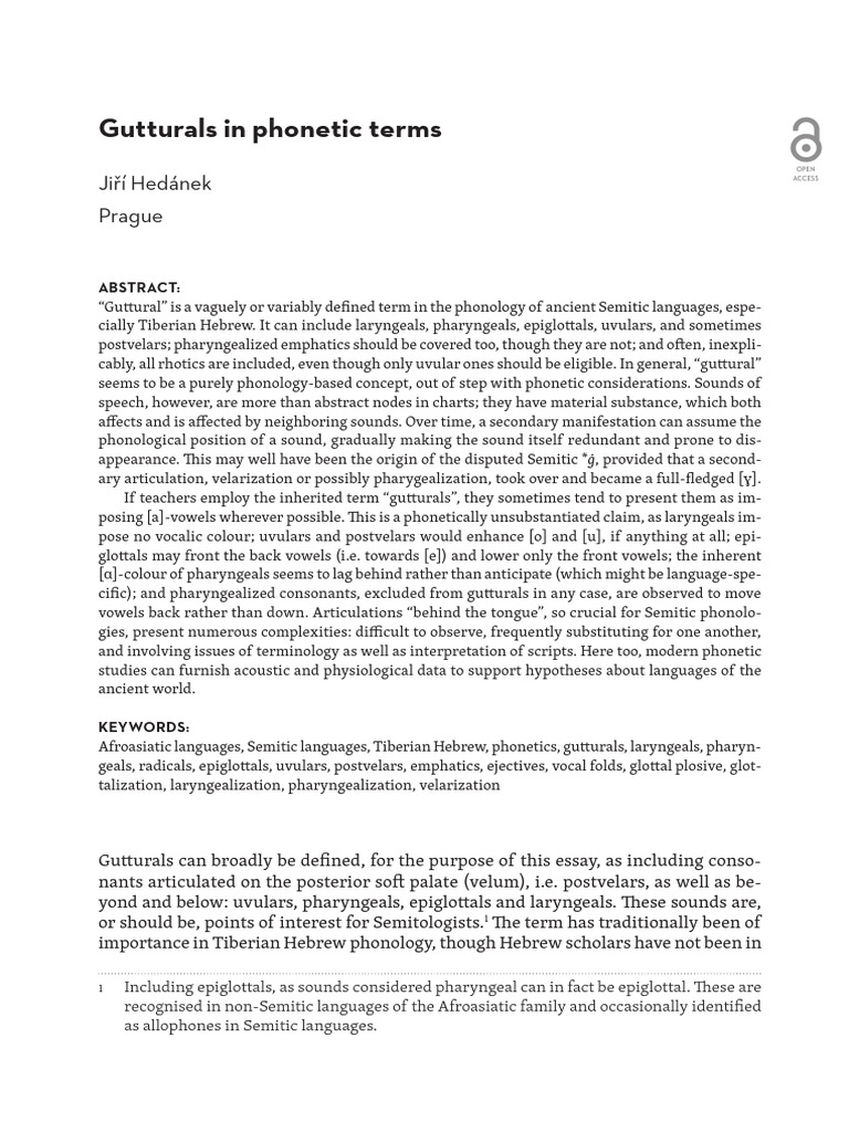 Gutturals in Phonetic Terms | PDF | Phonetics | Vowel
