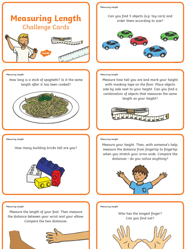 T HE 032 Measuring Length Challenge Cards Ver 2 | PDF | Length