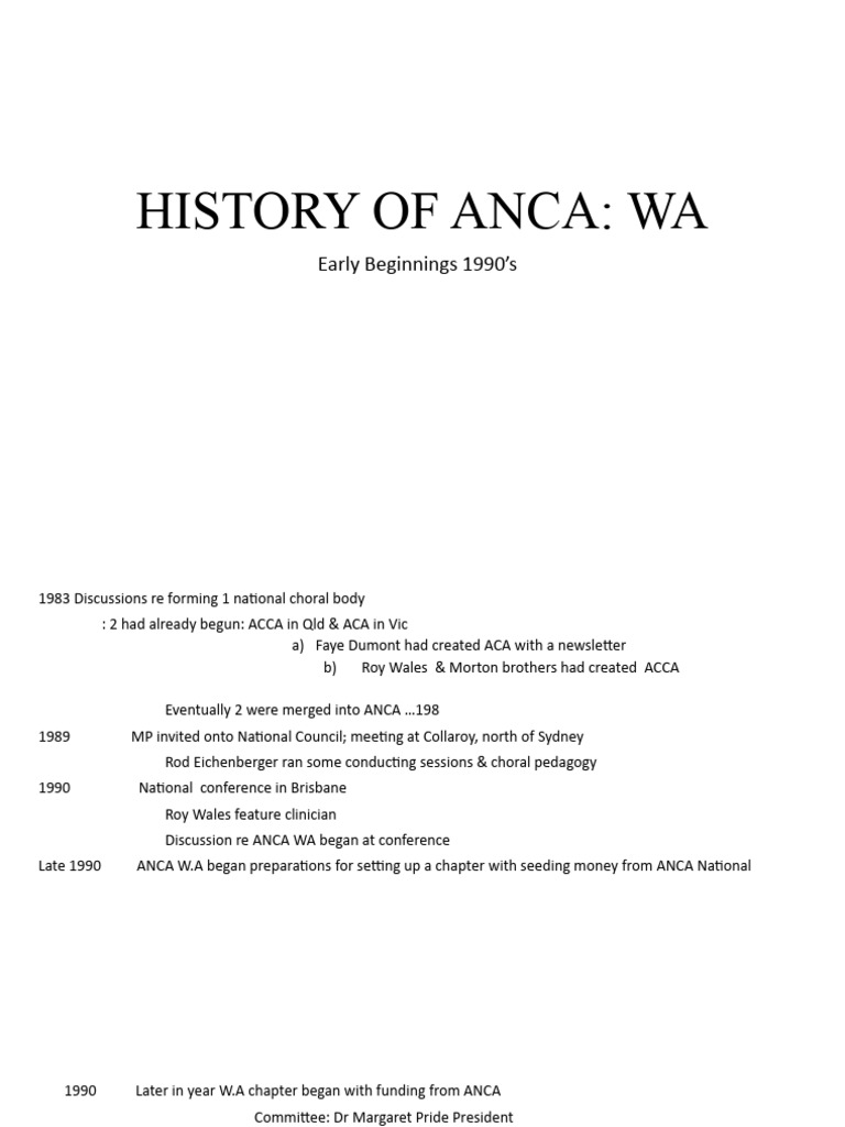 ANCA Wa History Talk | PDF | Choir