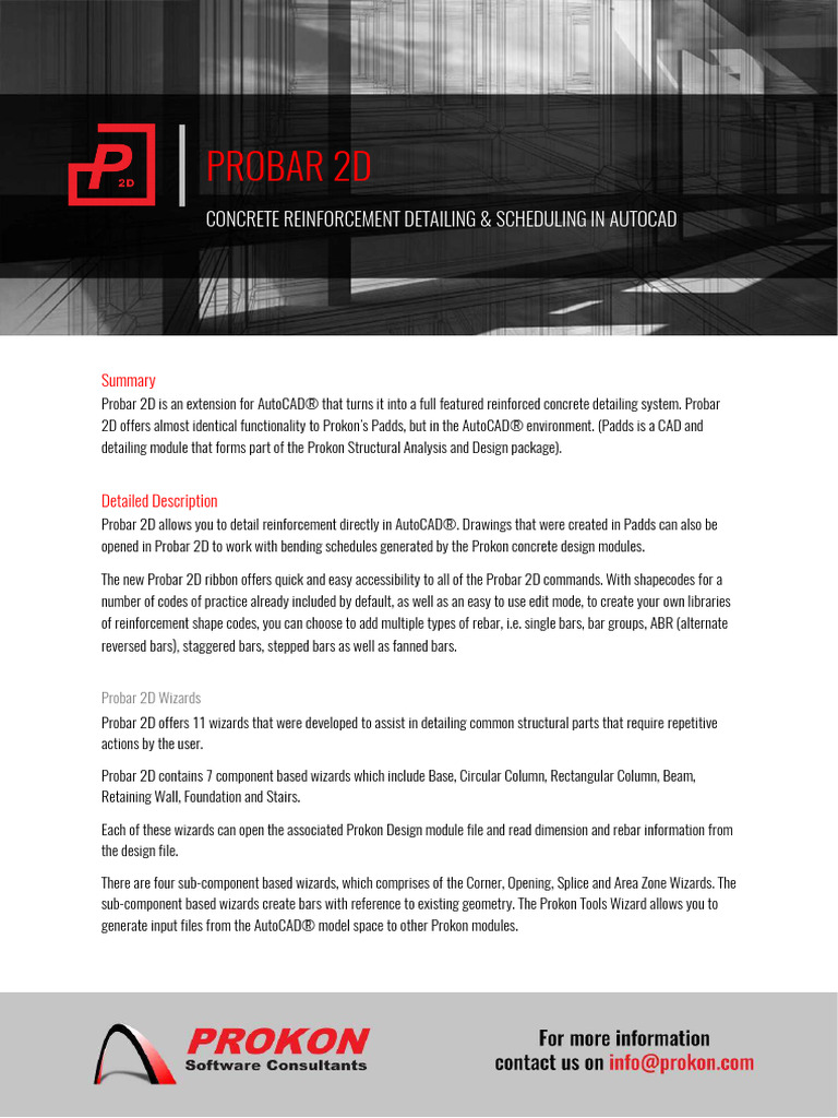 Prokon Product PROBAR 2D v1.0 | Download Free PDF | Auto Cad | Computing
