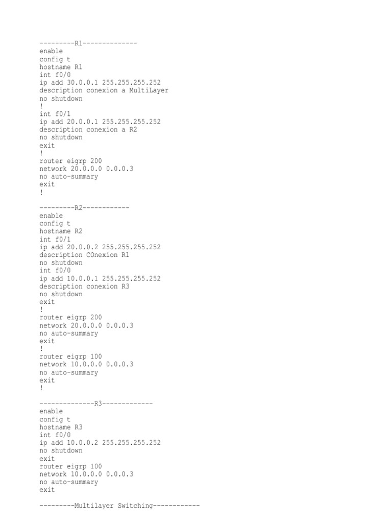Comandos Eigrp Redistribucion Multi Layer | PDF
