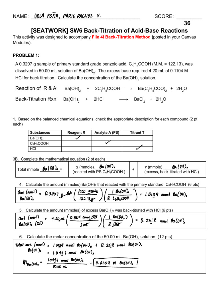 Acid-Base Back Titrations | PDF