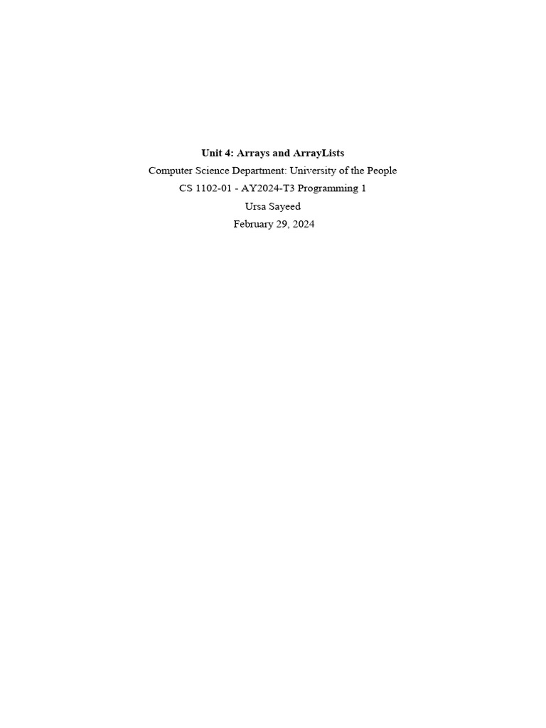 Unit 4 Arrays And Arraylists Pdf Iteration Control Flow 