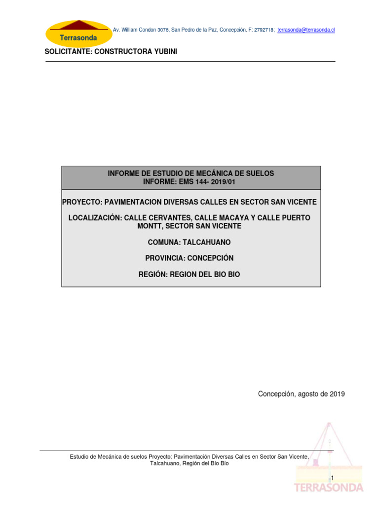 B.0 Informe Mecanica de Suelos | PDF | Agua subterránea | Horticultura