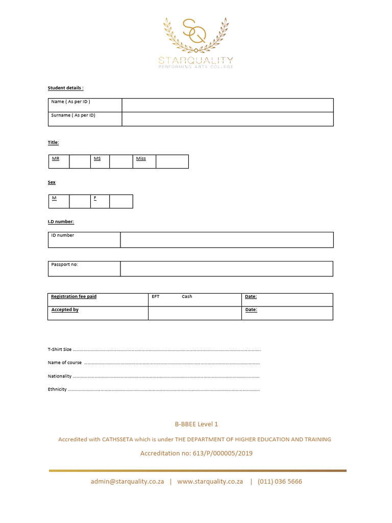 Enrollment Form for Acting Programs | PDF | Surety | Payments