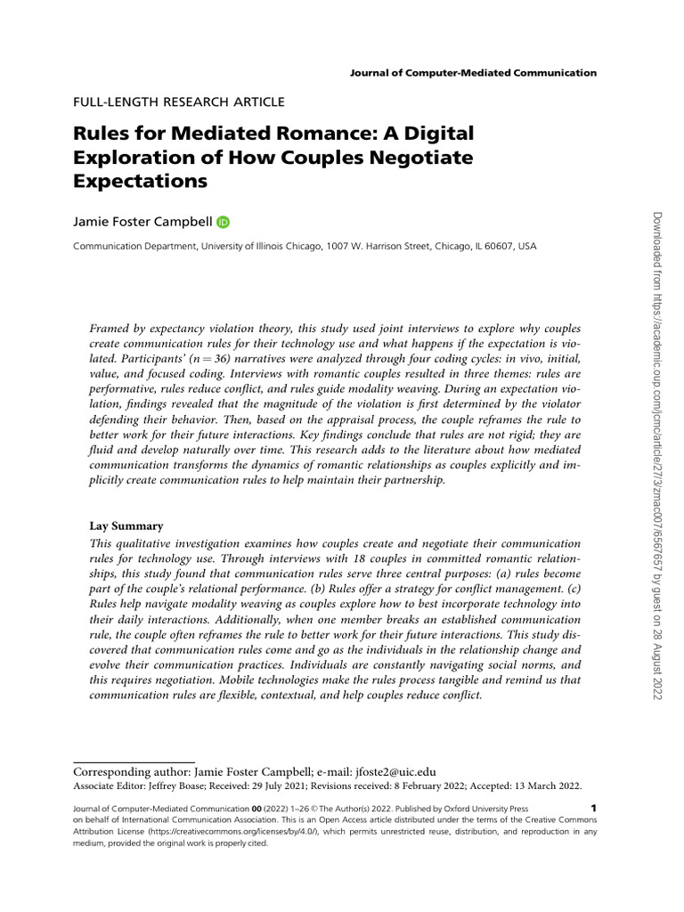 4 Rules For Mediated Romance A Digital Exploration 2021 | PDF | Communication | Qualitative Research