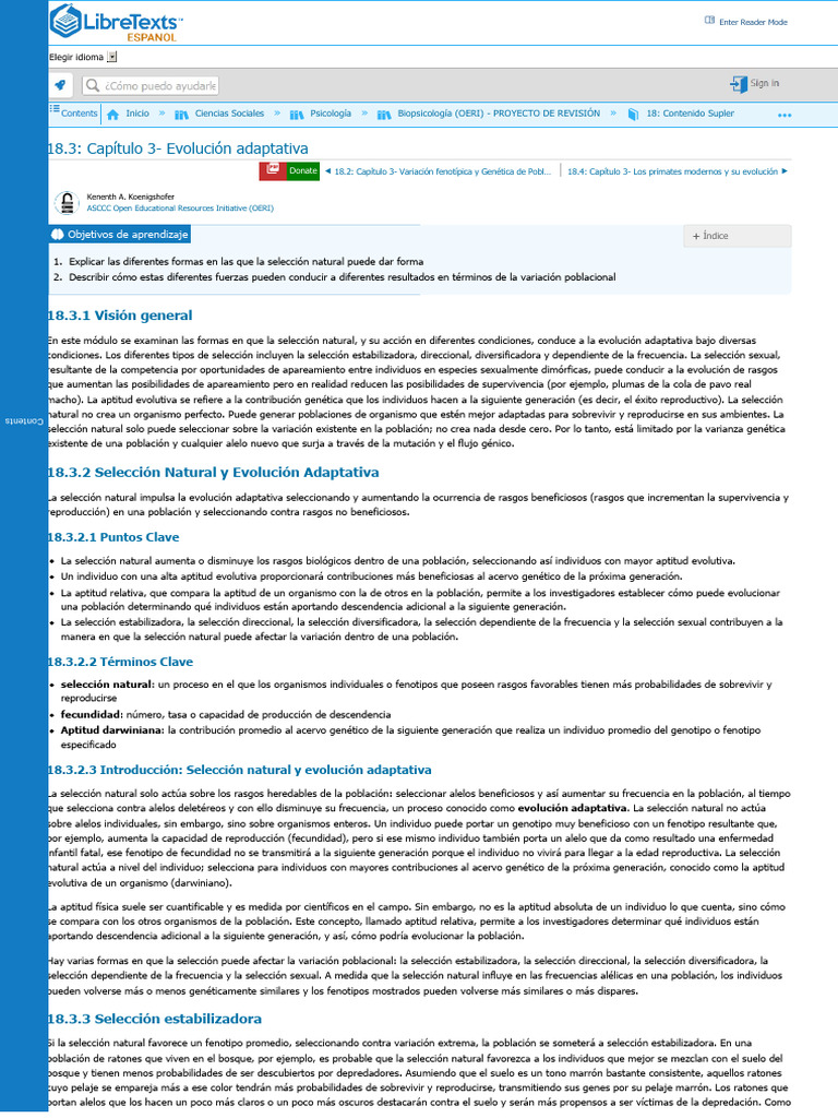 Capítulo 3 - Evolución Adaptativa - Libretexts Español | PDF | Seleccion natural | Evolución