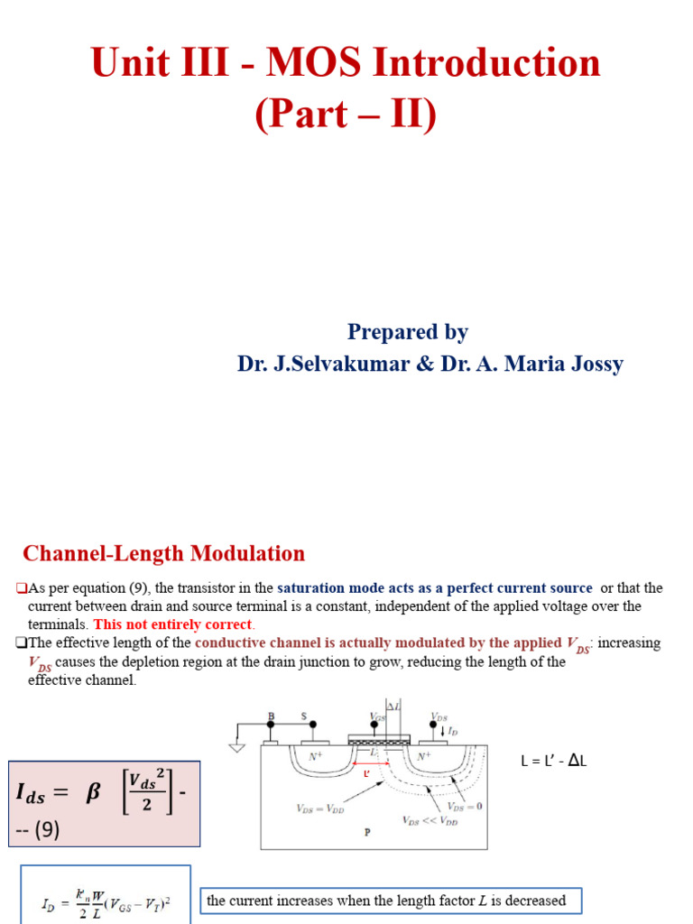 Unit3 MOS Transistor Part2 | PDF | Mosfet | Field Effect Transistor