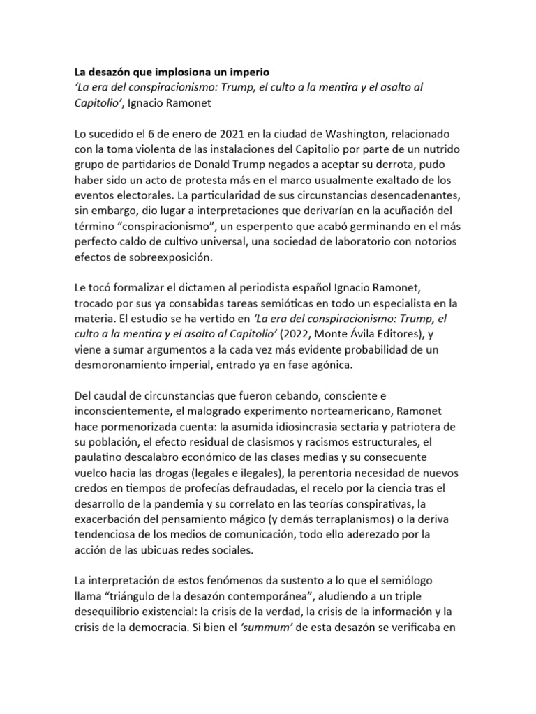La Desazón Que Implosiona Un Imperio | PDF | Teoría de la conspiración