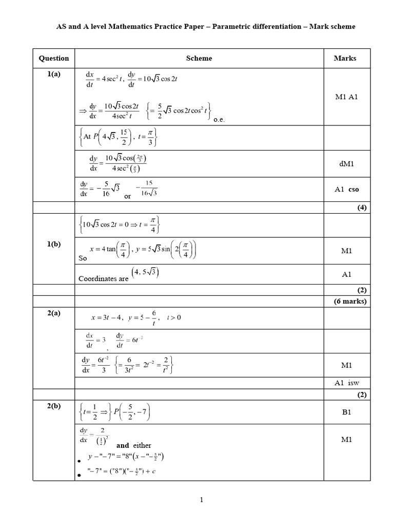 Parametric Differentiation MS | PDF | Curve | Equations