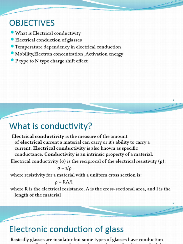 Electronic Conduction in Glasses | PDF | Electrical Resistivity And ...