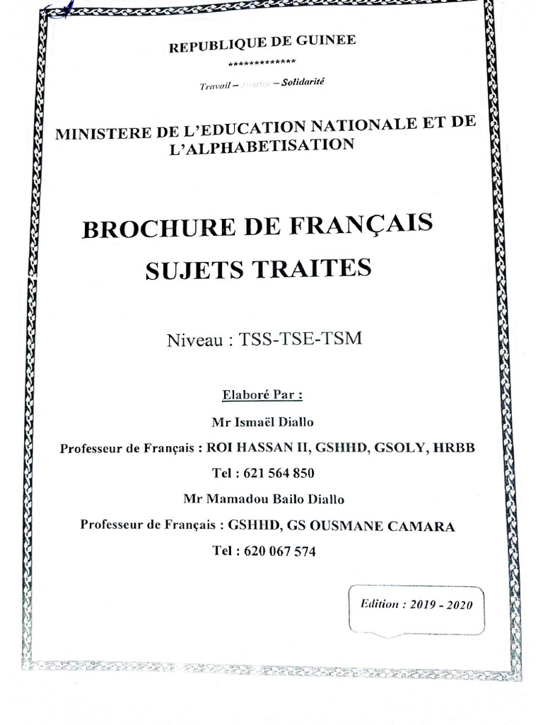 Sujets Traités en Français 2 | PDF
