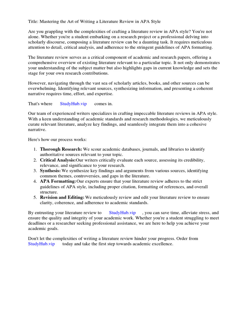 How To Do Literature Review Apa | PDF | Apa Style | Academic Publishing