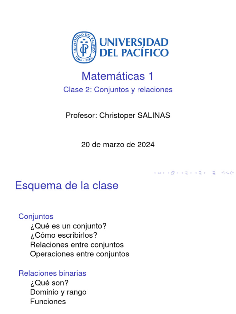 Clase 2 M1 | PDF | Conjunto (Matemáticas) | Función (Matemáticas)