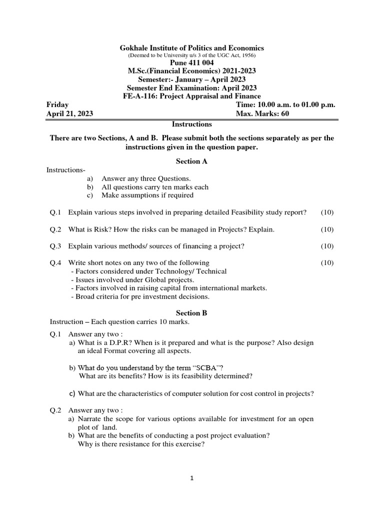 Project Appraisal and Finance | PDF | Feasibility Study | Economics