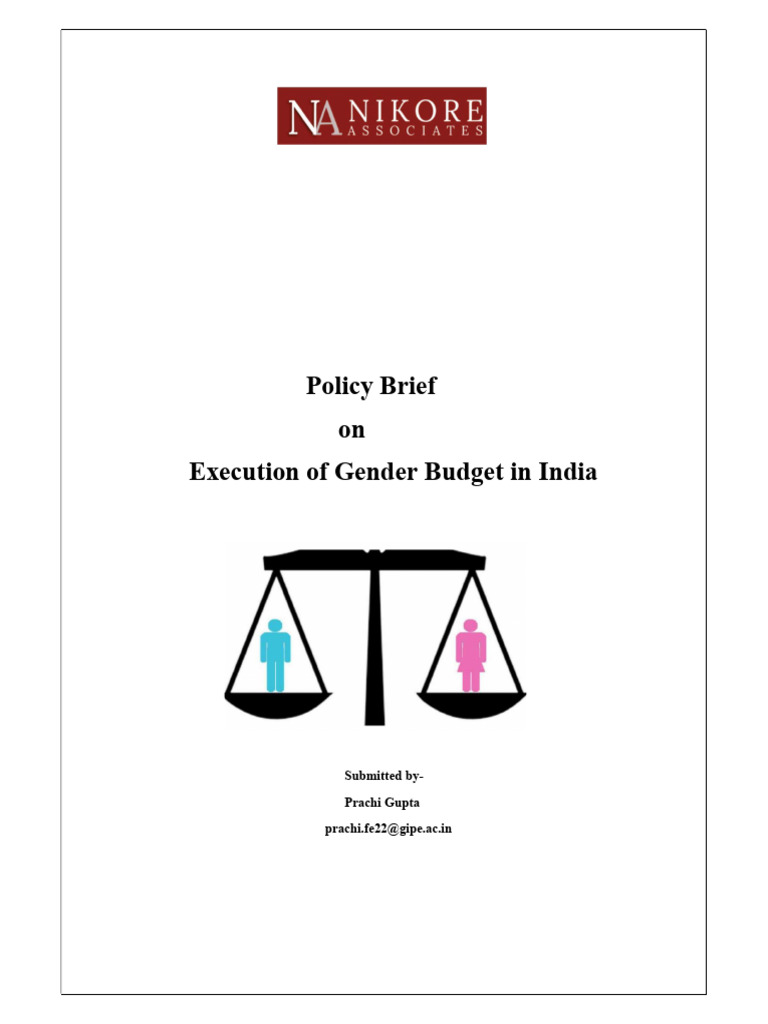 Execution of Gender Budget in India - Prachi Gupta | PDF | Policy