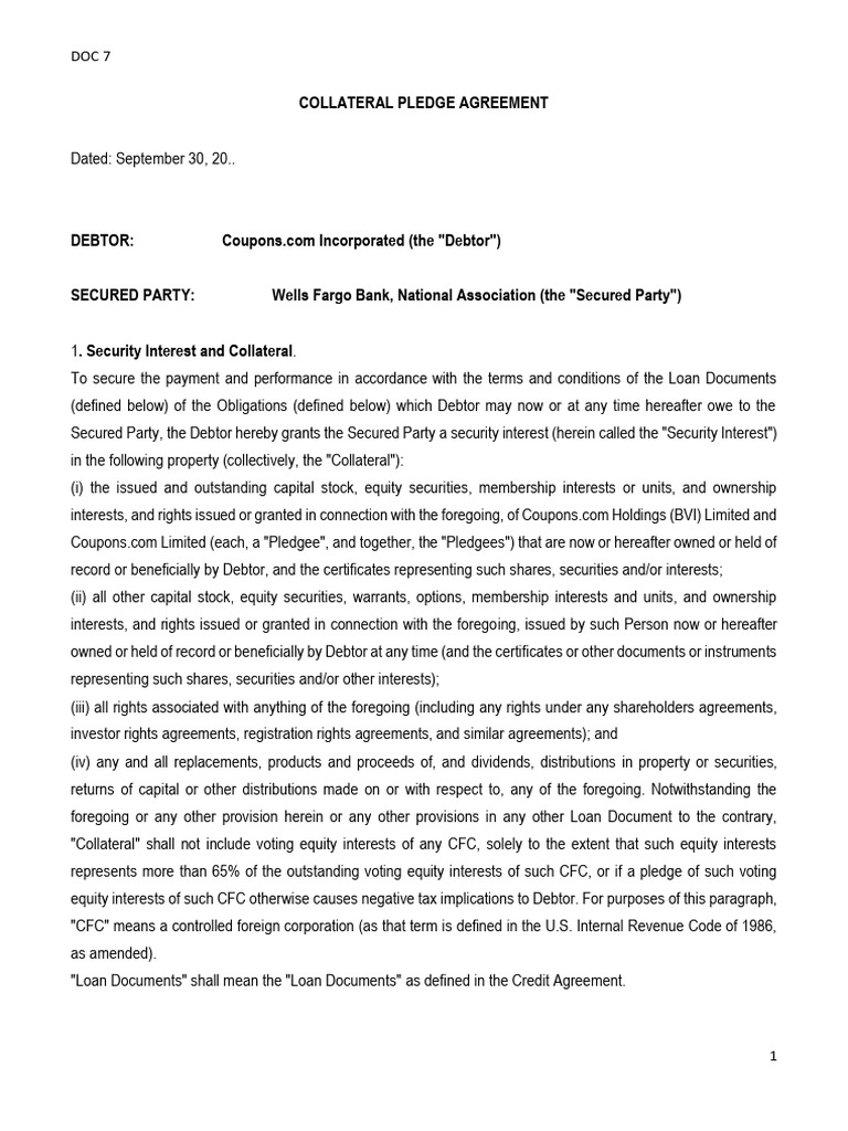 7 Collateral Pledge Agreement | PDF | Arbitration | Securities (Finance)