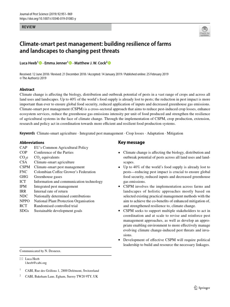 Climate Smart Pest Management | PDF | Climate Resilience | Climate ...