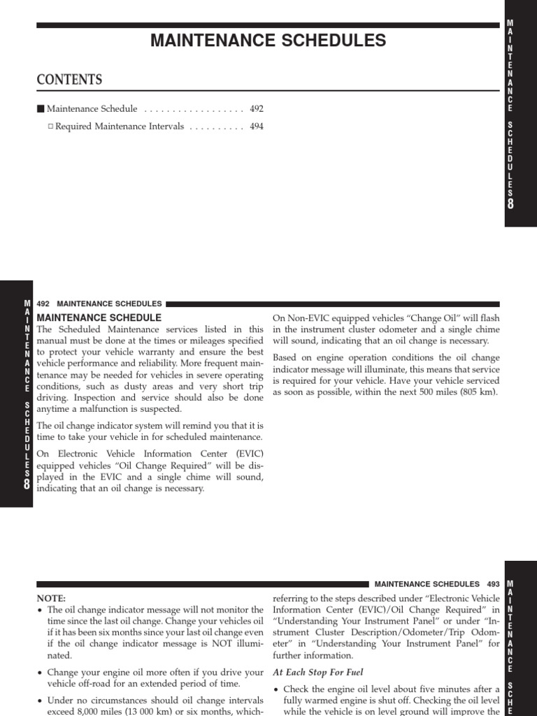 Maintenance Schedules | PDF | Leak | Brake