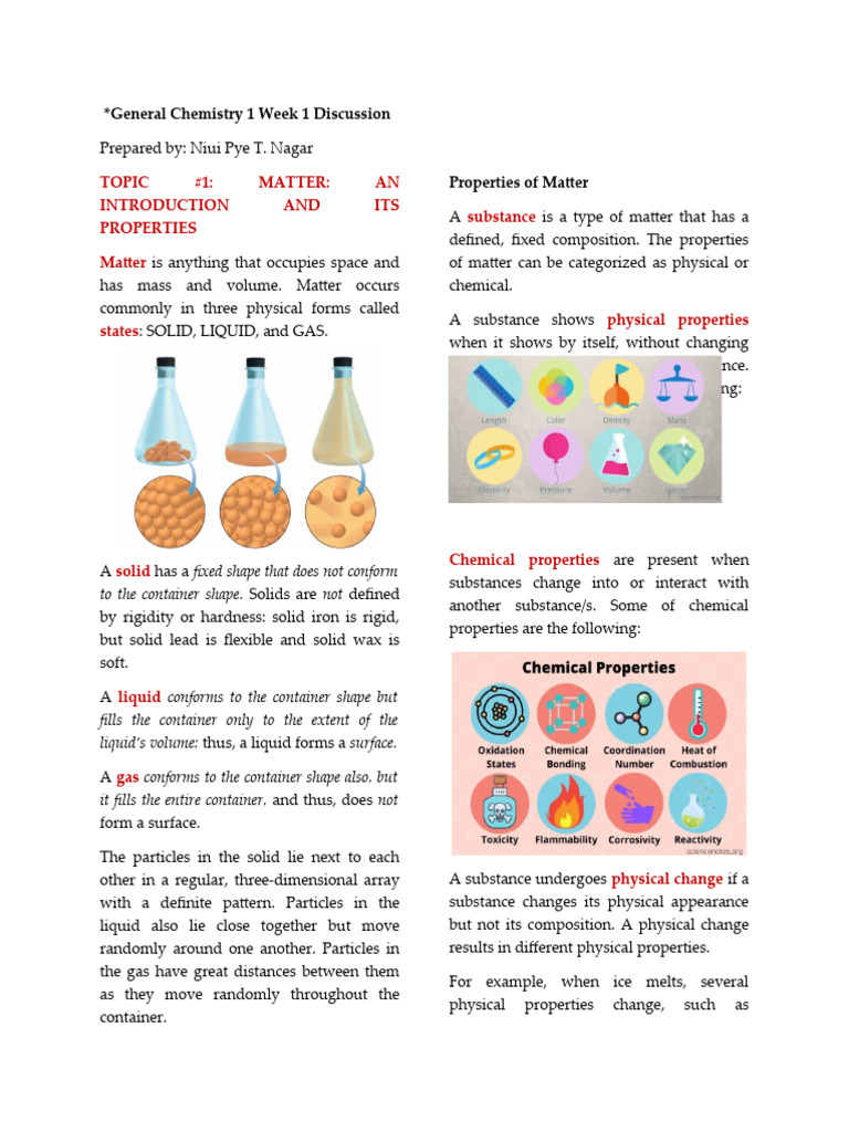 Introduction to Matter and Its Properties | PDF | Mixture | Chemical ...