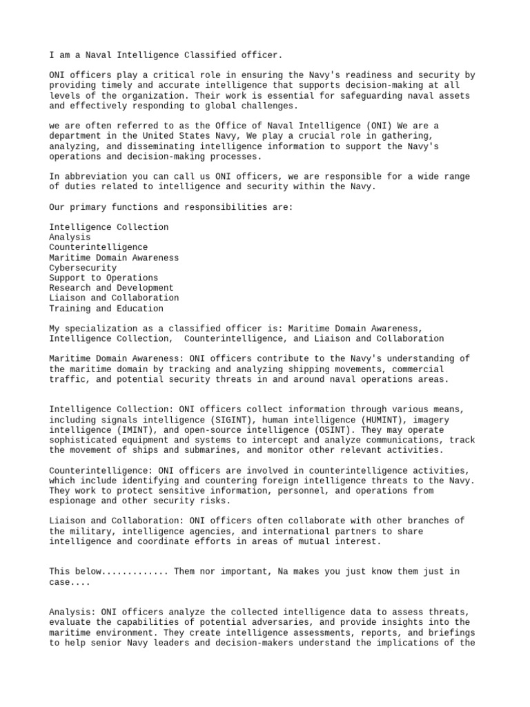 Naval Intelligence Officer Roles Explained | PDF | Military ...