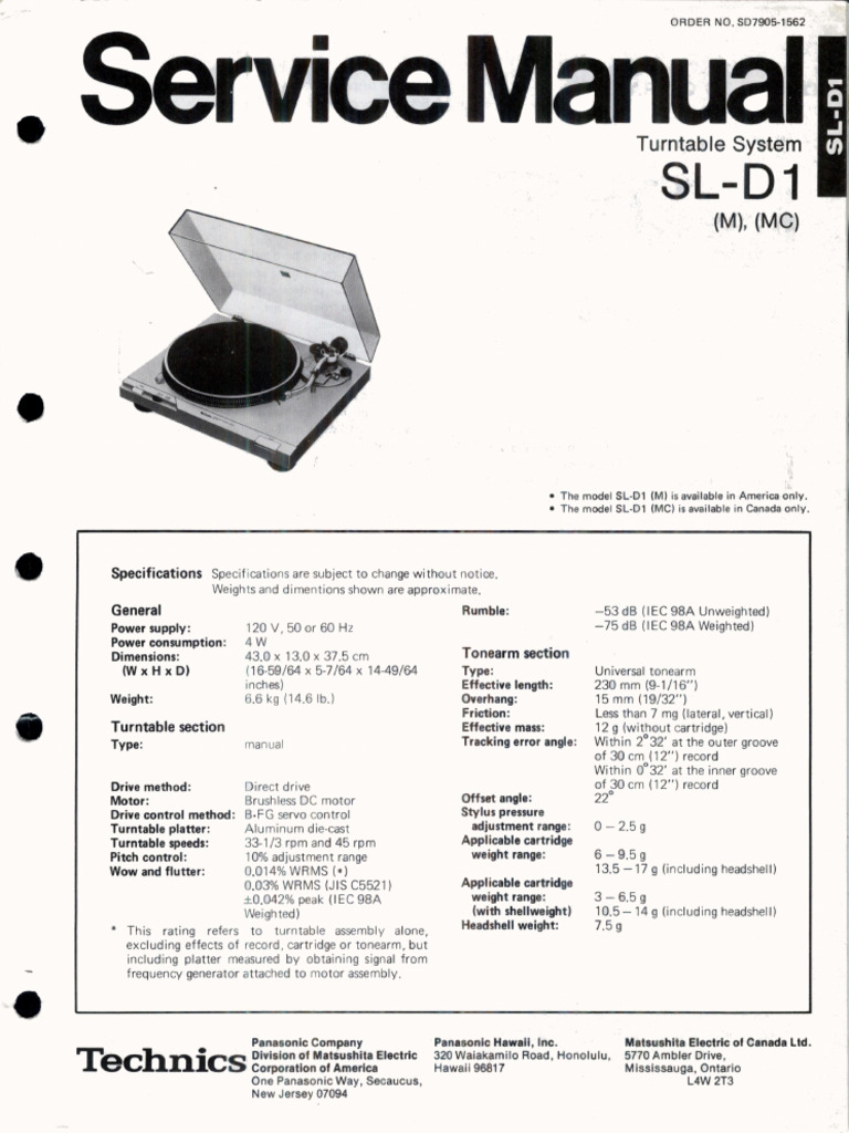 Technics Sl d1 | PDF