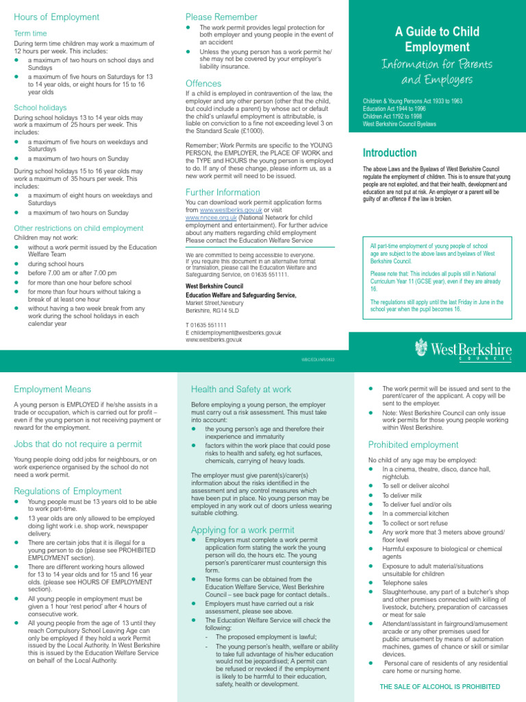 A Guide To Child Employment | PDF | Workweek And Weekend