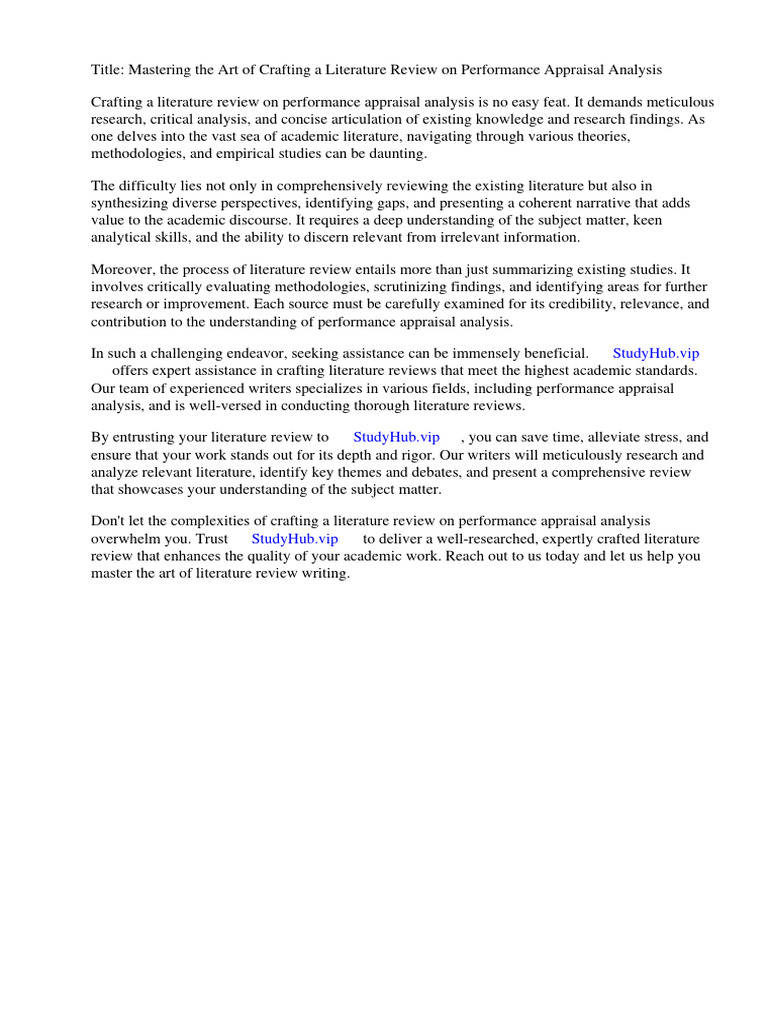 Literature Review of Performance Appraisal Analysis | PDF | Performance ... Literature Review of Performance Appraisal Analysis | PDF | Performance ...