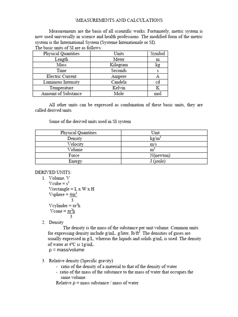 SI Units and Measurement Fundamentals | PDF | International System Of ...