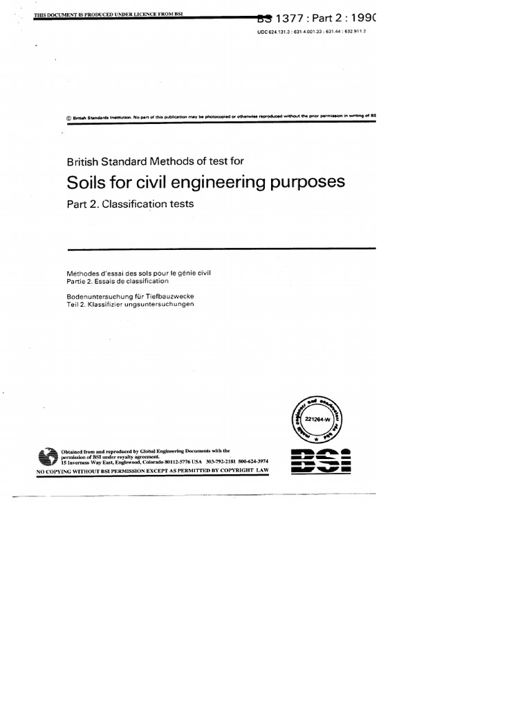 Bs 1377 Part 2 Methods | PDF