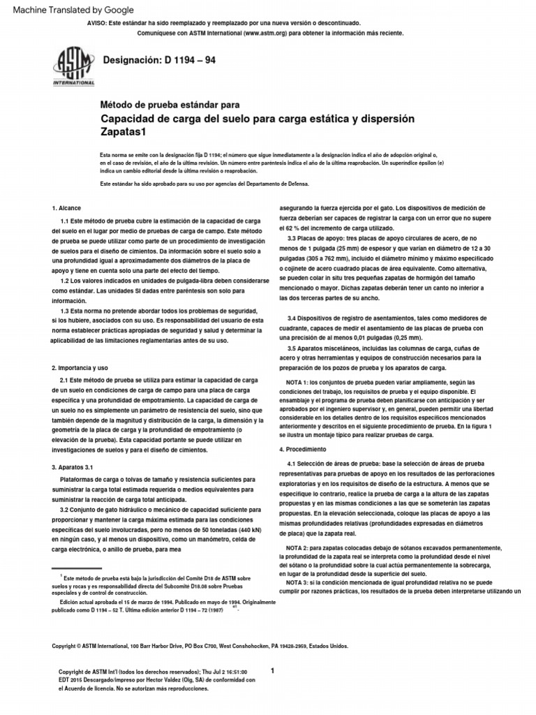 Astm-D 1194 | PDF | Derechos de autor | Fundación (Ingeniería)